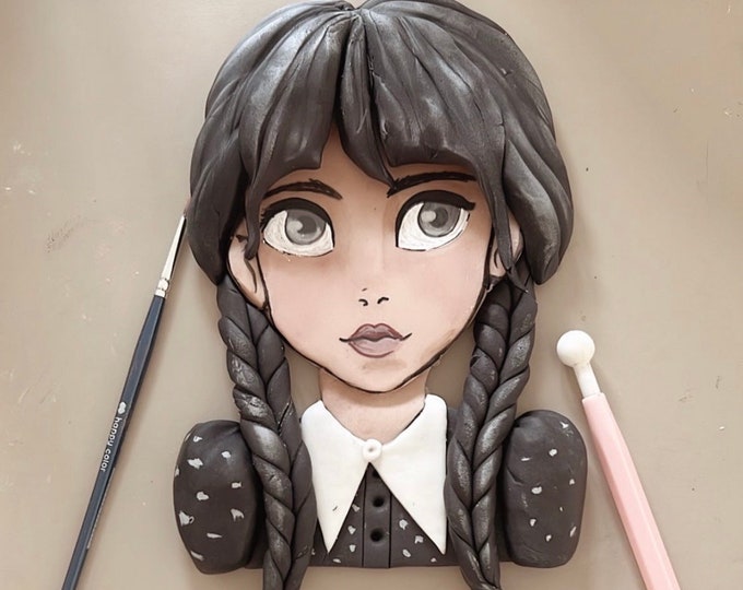 Wednesday Fondant Cake Topper, Cake Topper, Wednesday Girl Character ...