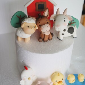 Farm Topper Cake Baby Shower Fondant Cupcake Cow Horse Pig Duck Goat ...