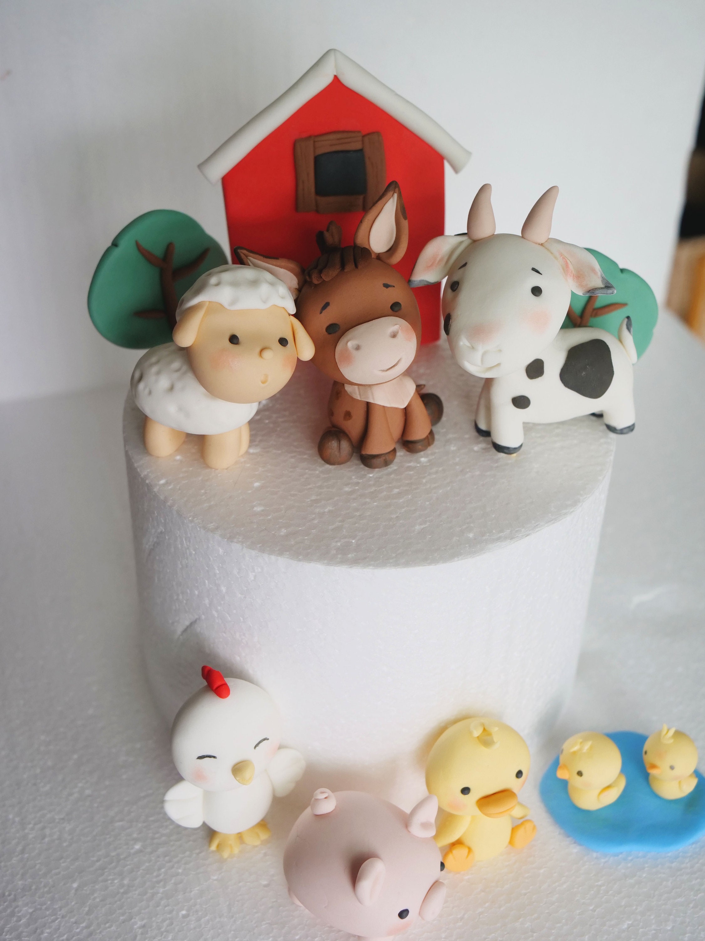 Farm Topper Cake Baby Shower Fondant Cupcake Cow Horse Pig - Etsy