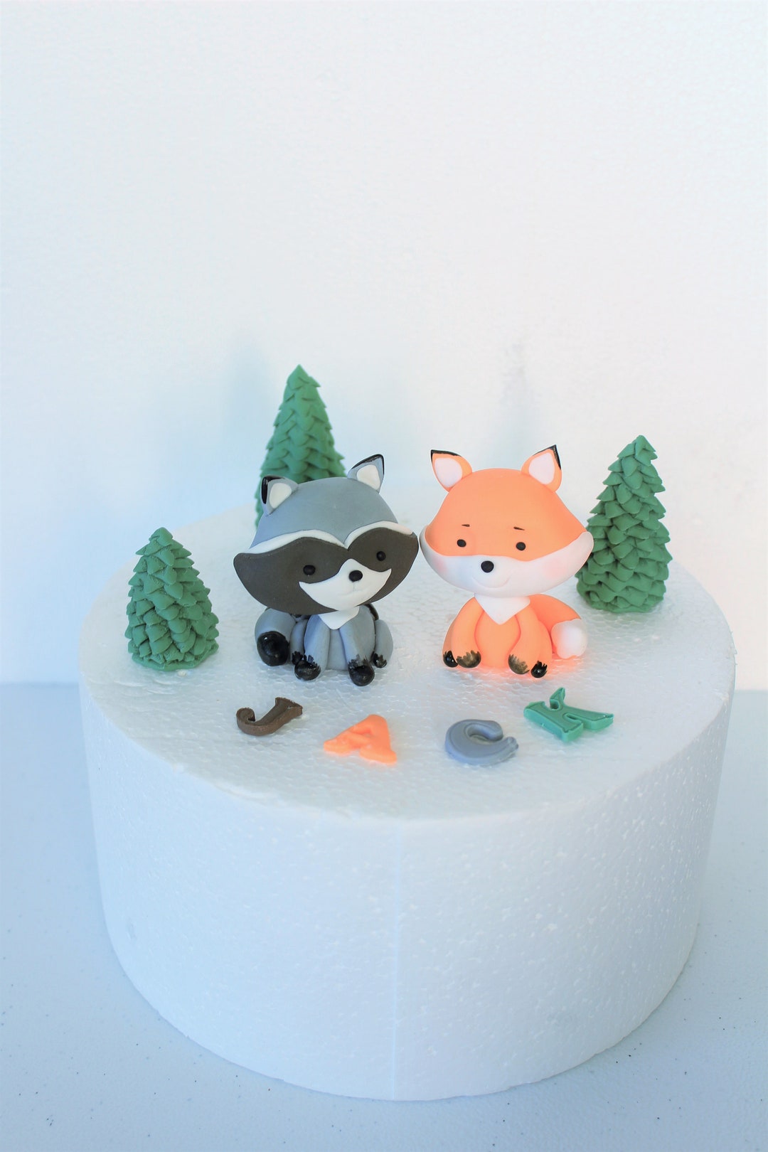 Fondant Fox and Raccoon Cake Toppers 3D Figurine Edible - Etsy