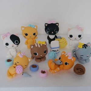 Cats Fondant Cake Topper, Kitty Cake Topper Set, Kitten Cake Topper ...