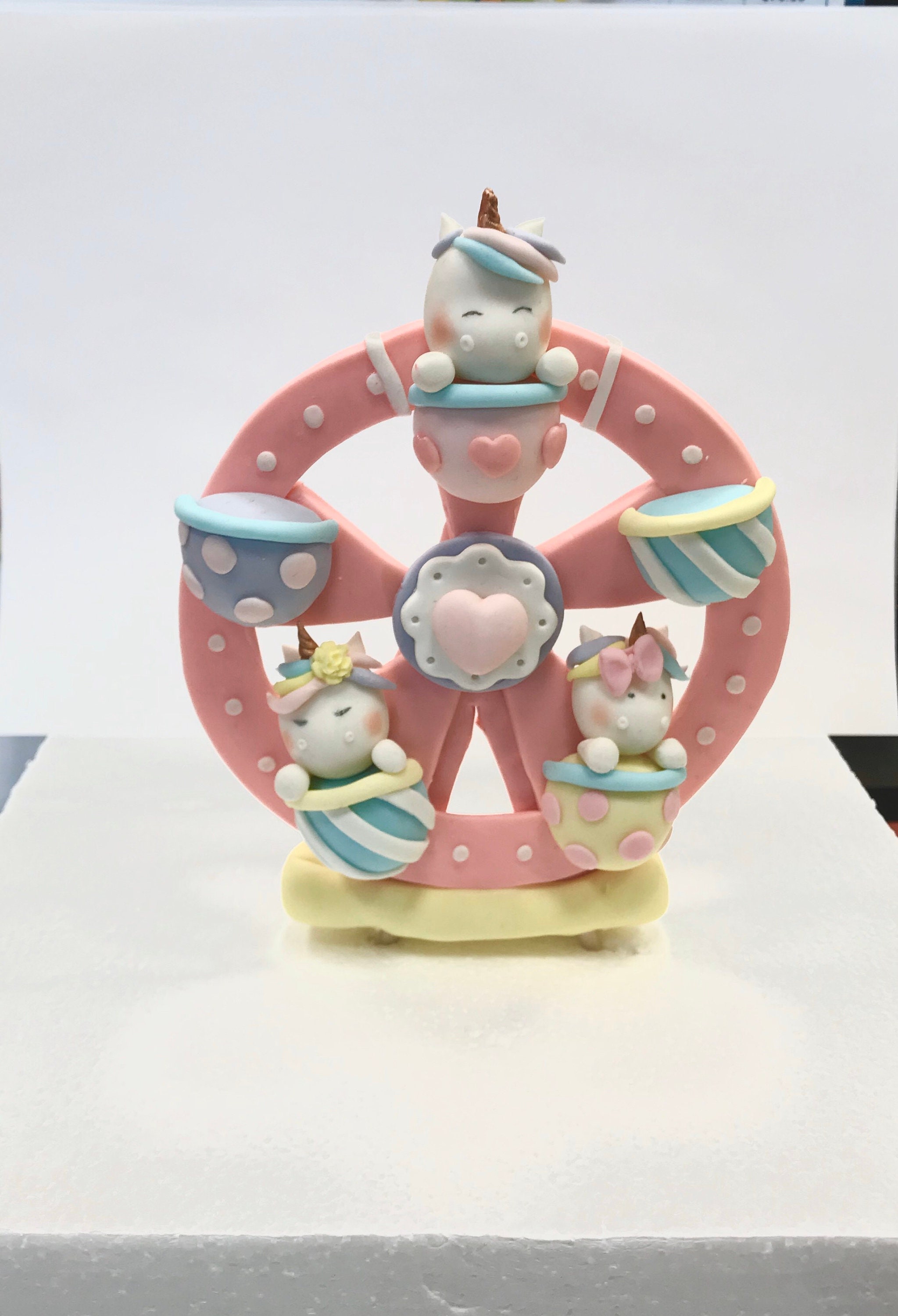 Unicorn Ferris wheel fondant cake topper figurine cute | Etsy