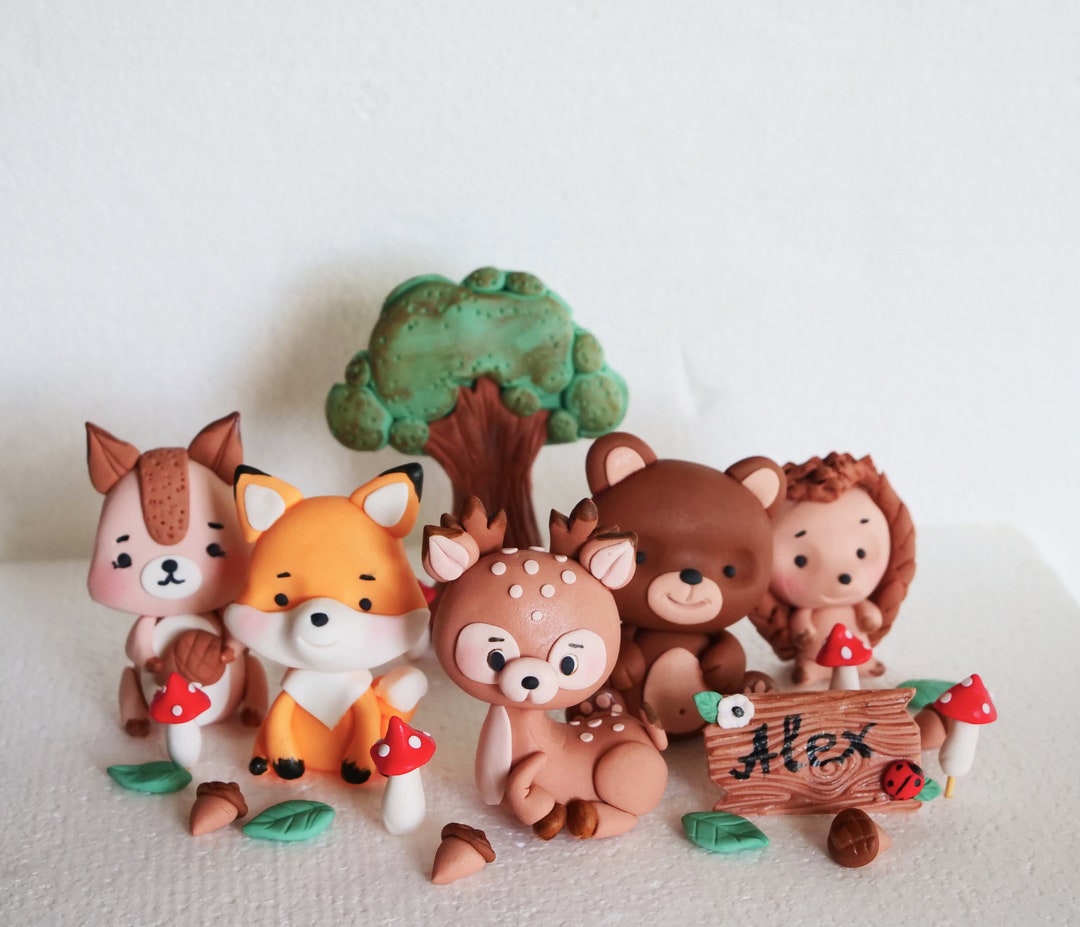 Fondant Woodland Animals Cake Topper, Forest Animals Cake Decorations ...