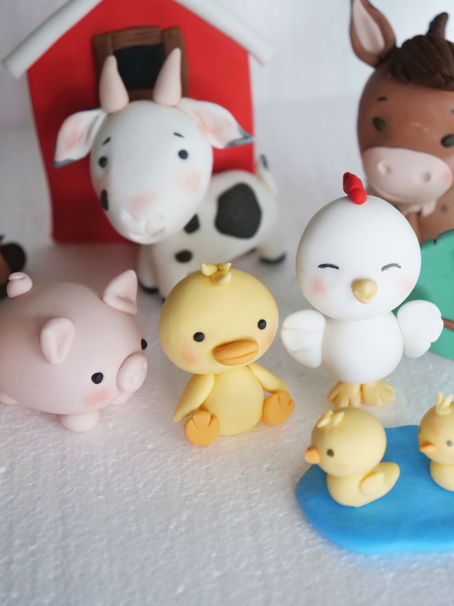 Farm Topper Cake Baby Shower Fondant Cupcake Cow Horse Pig Duck Goat ...