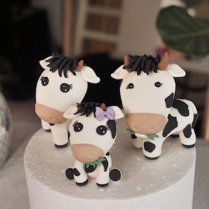 Cow Family Farmer Topper Cake/baby Shower Topper Cake/ Farm Fondant ...