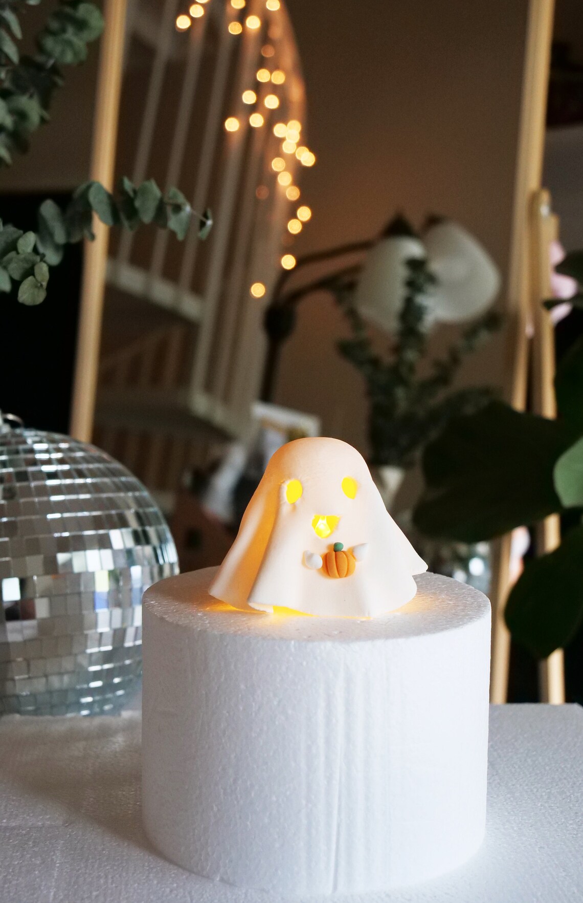 Ghost Fondant Cake Topper With Led Candle Halloween Edible - Etsy