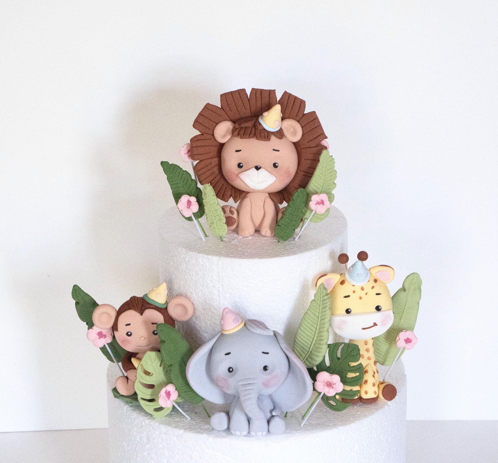 Jungle Animal Cake Topper, Fondant Safari Cake Decoration Baby Shower ...