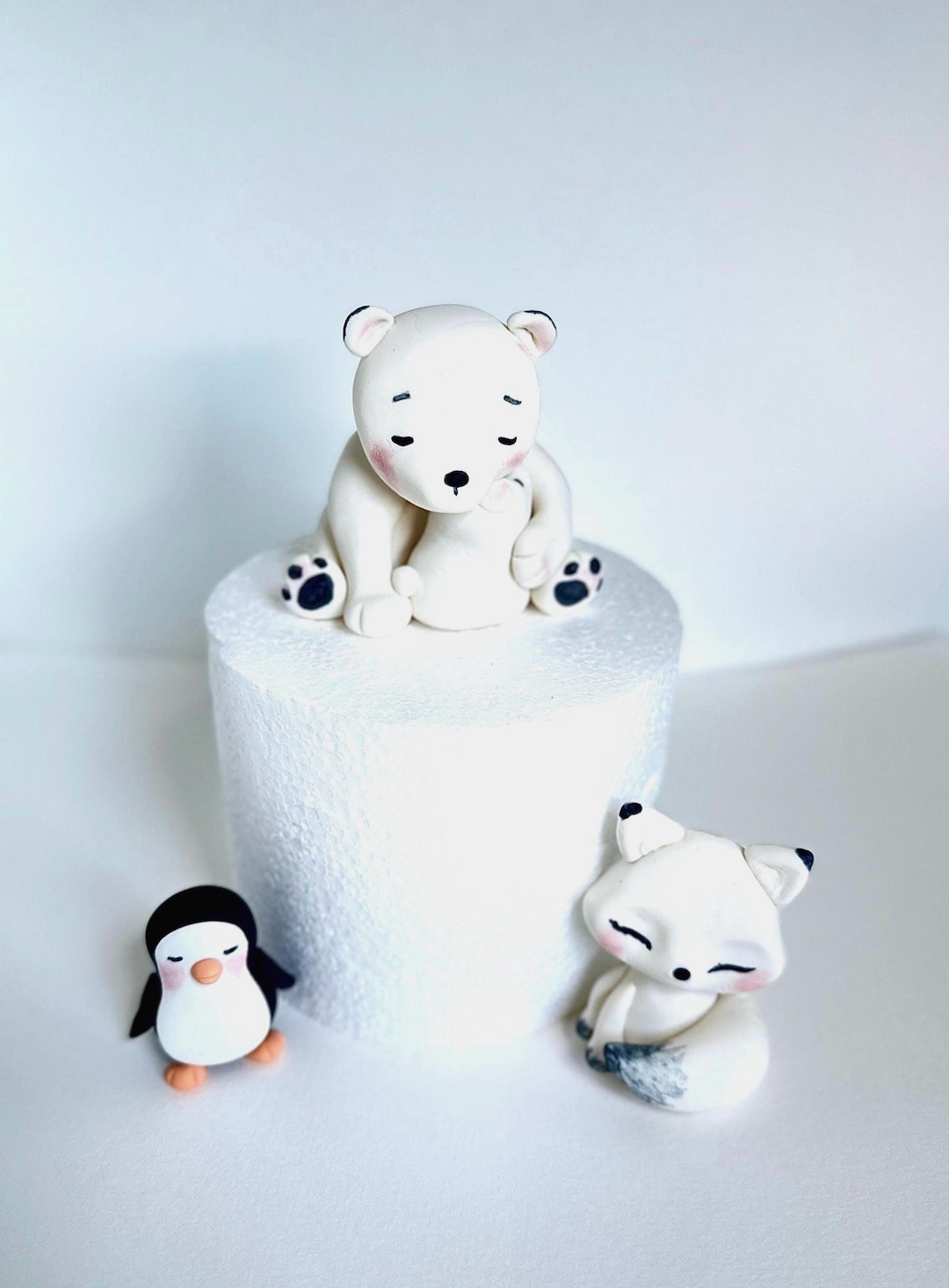 Polar Bear Cake Topper, Polar Bear With Cub, Winter Cake Decoration ...