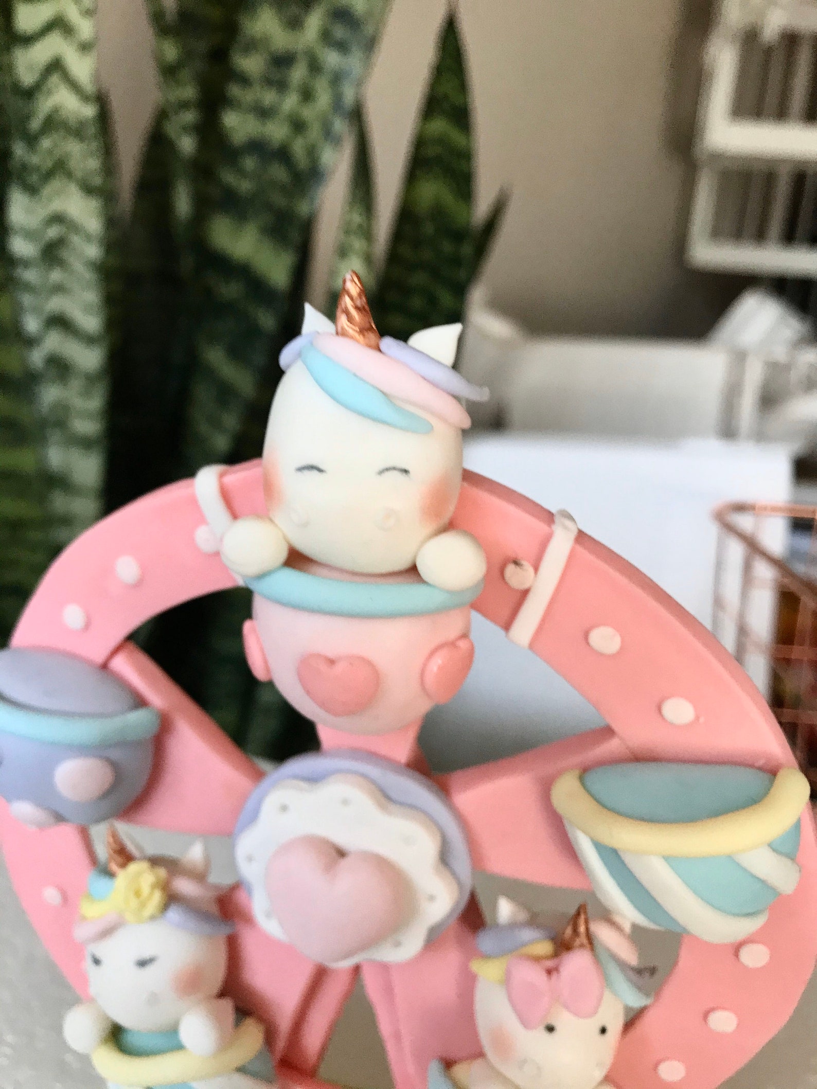 Unicorn Fondant Cake Topper, Ferris Wheel Figurine Cute Decorations ...