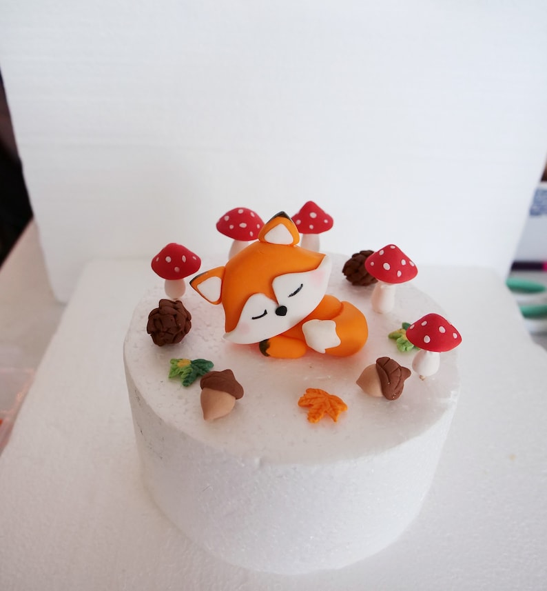 Sleeping Fondant Fox Cute Cake Topper With Pine Cones - Etsy