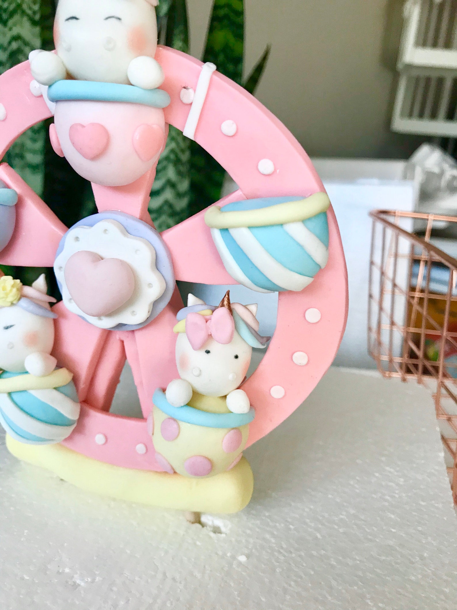 Unicorn Ferris Wheel Fondant Cake Topper Figurine Cute - Etsy