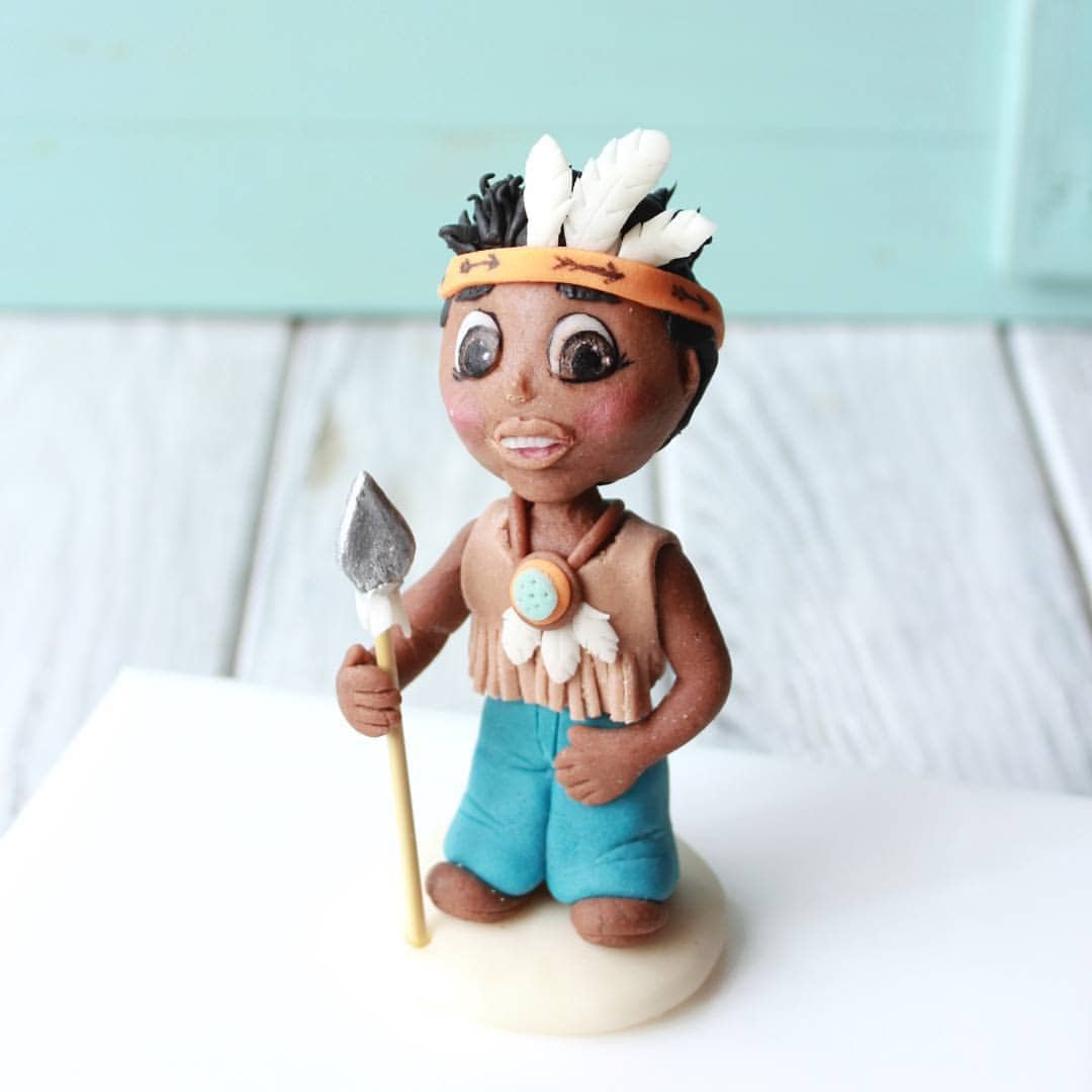 Native Fondant Cake Topper Tribal Cake Figurine Birthday Party Keepsake ...