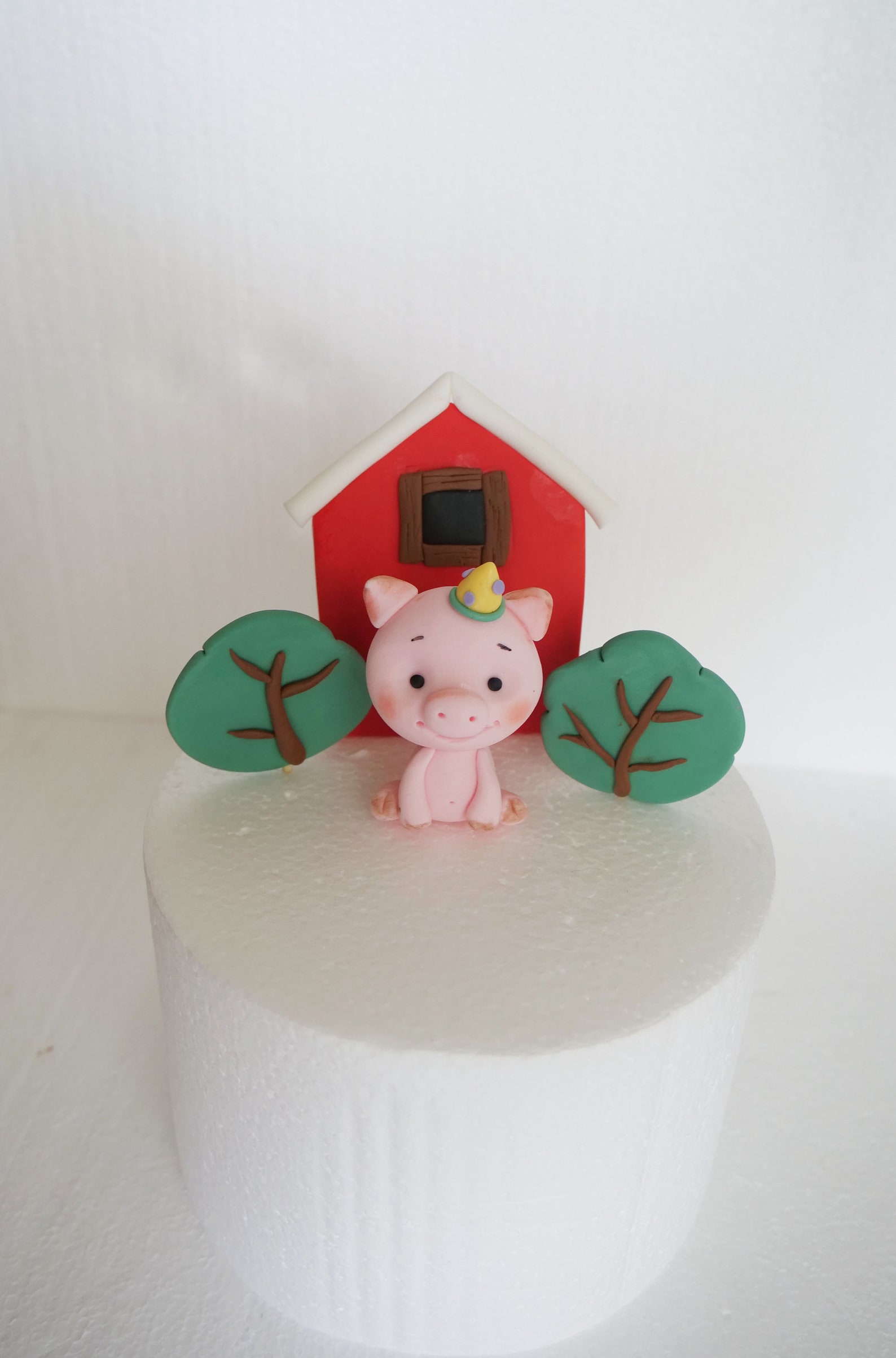 Farm Cake Topper With Party Hats Baby Shower Fondant Cupcake - Etsy