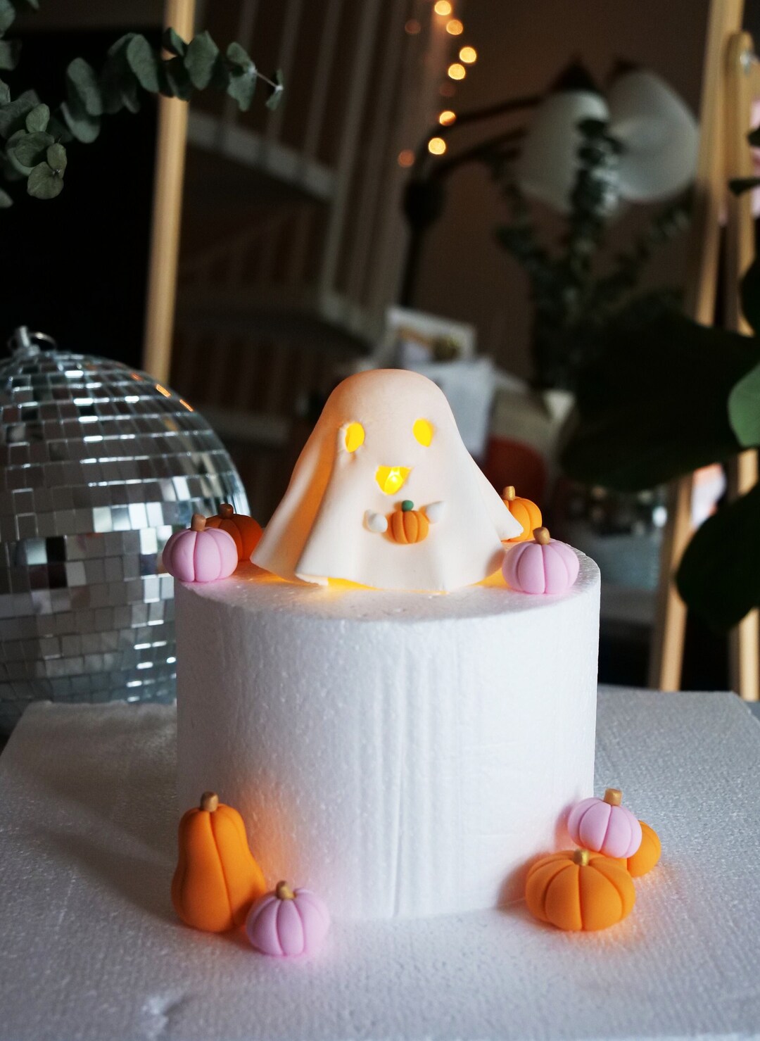 Ghost Fondant Cake Topper With Led Candle, Halloween Edible Fall ...