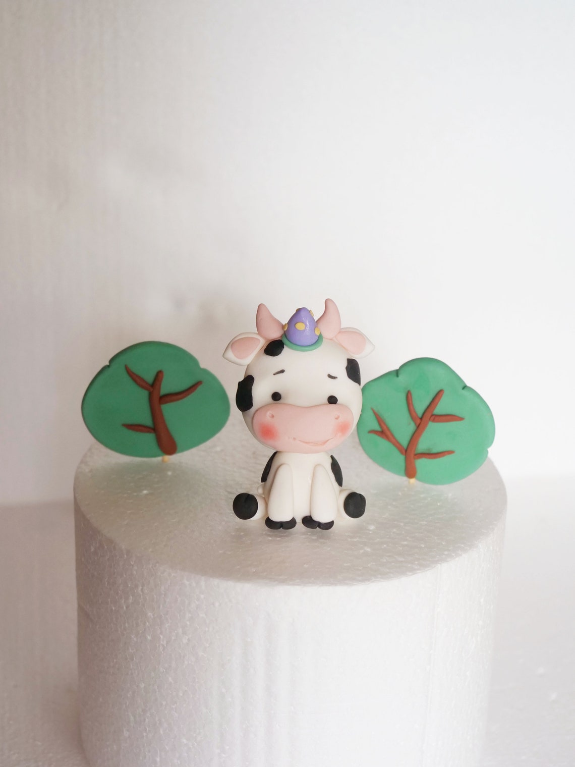 Farm Cake Topper With Party Hats, Baby Shower Fondant Cupcake Cow Horse ...