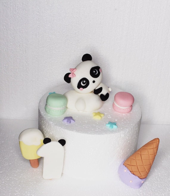 Panda Bear Fondant Cake Topper Birthday Party Edible Figure | Etsy