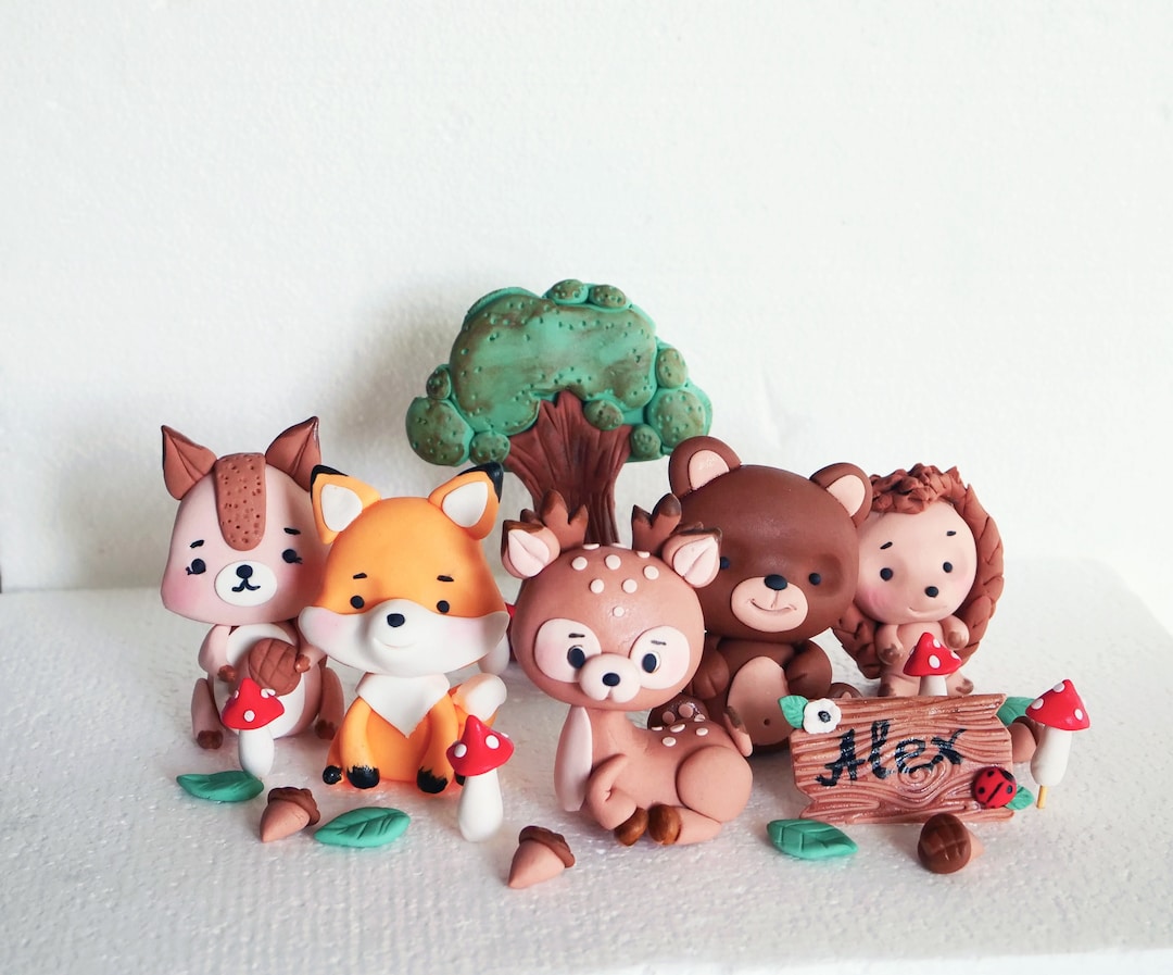 Fondant Woodland Animals Cake Topper, Forest Animals Cake Decorations ...