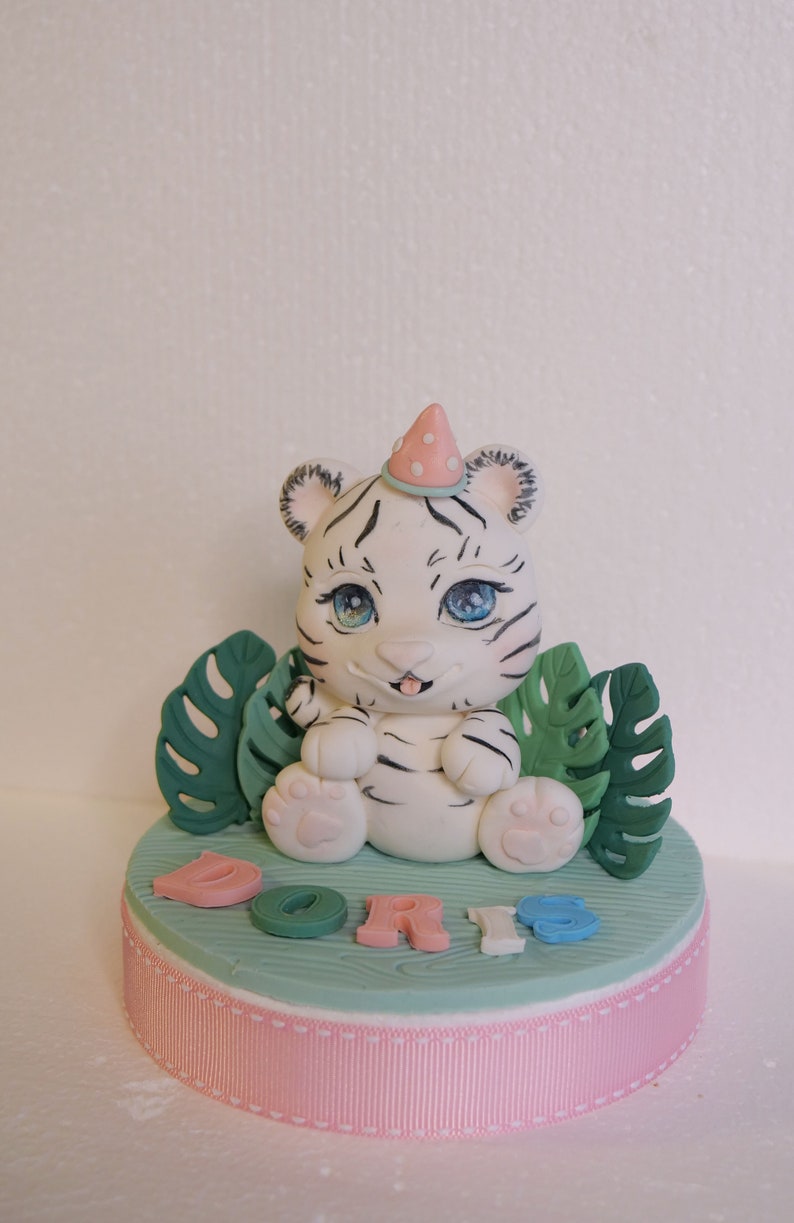 White Tiger Cake Topper Jungle Animals Fondant Figure With - Etsy