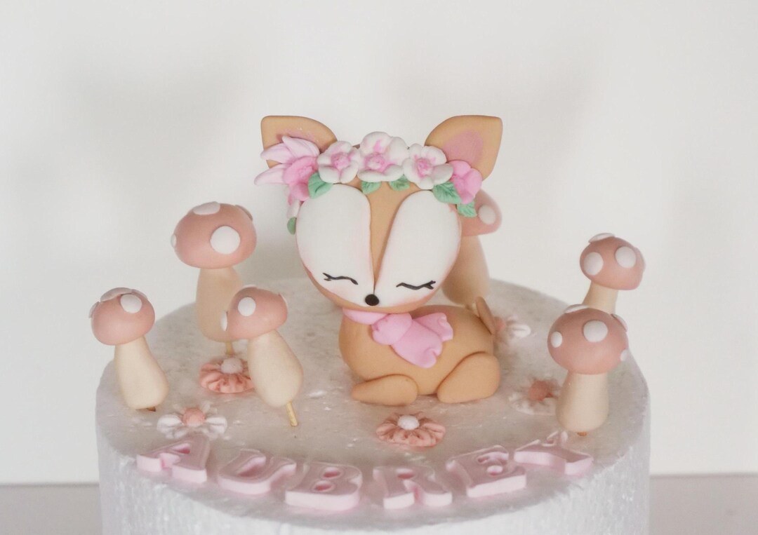 Deer Cake Topper, Woodland Animal Fondant Cake Topper for Birthday ...