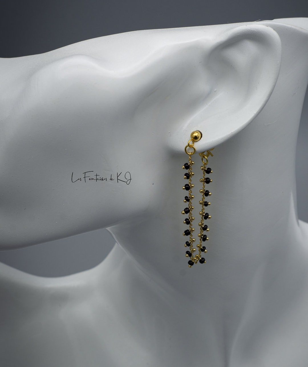 Mono-Loop-Ohrstecker in Schwarz und Gold einzigartiges - Etsy.de