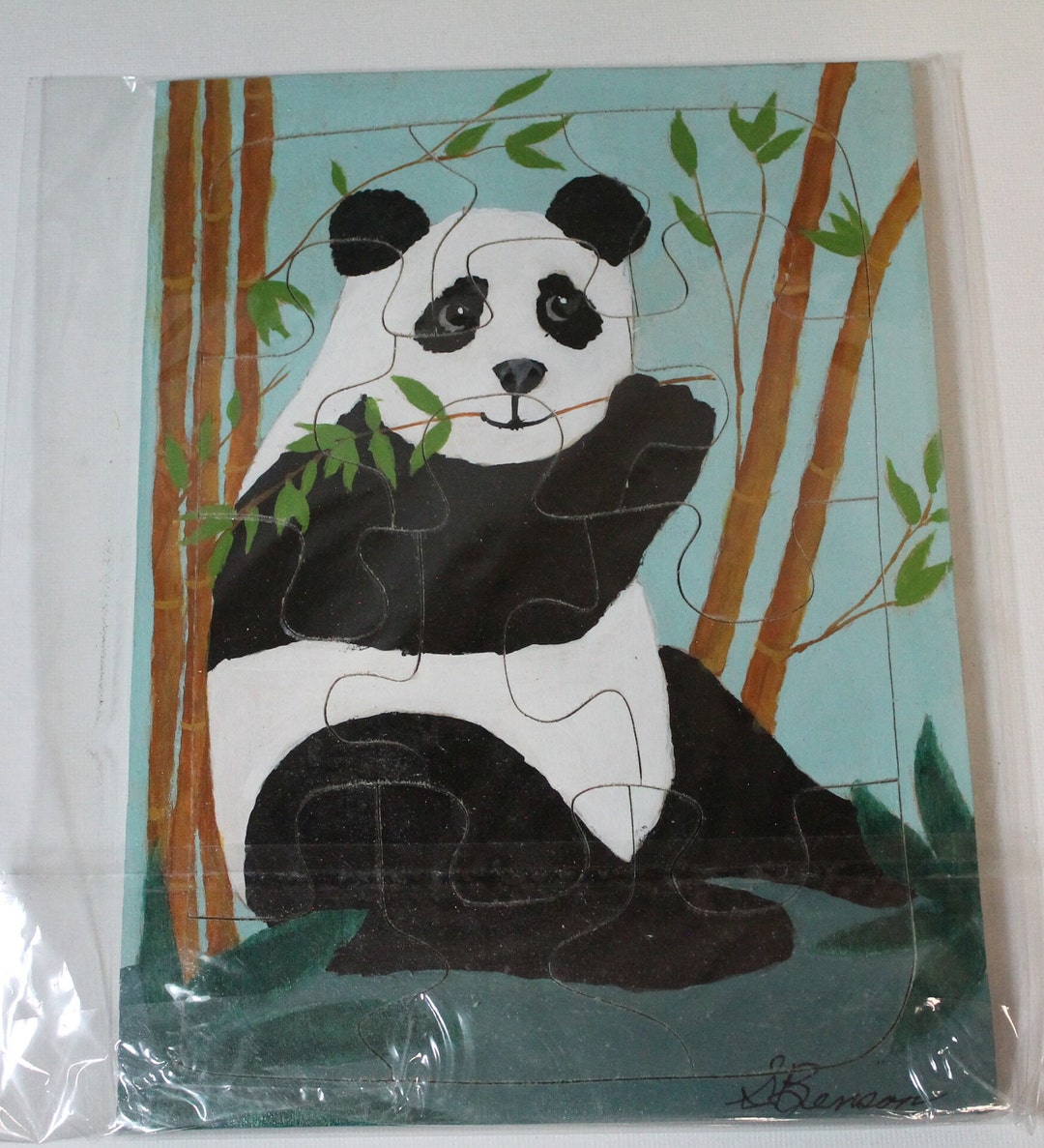 Panda Wooden Tray Puzzle, Hand Painted Original Acrylic. - Etsy