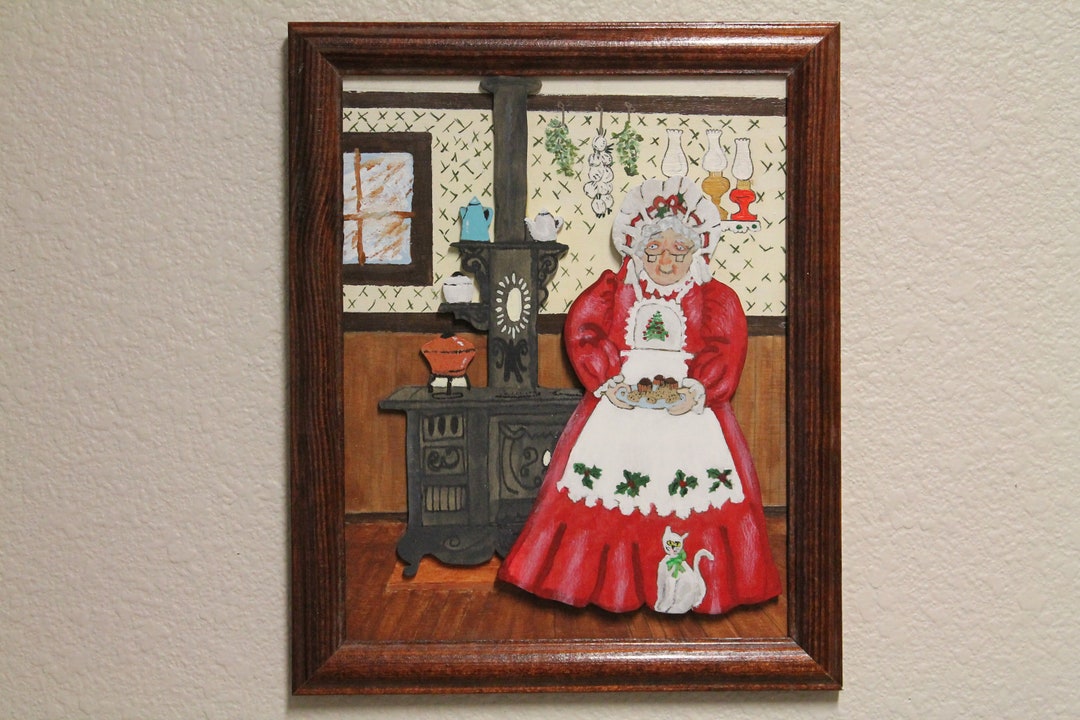 Mrs. Claus' Kitchen-dimensional 8 in X 10 in Wood on Canvas Mixed Media ...