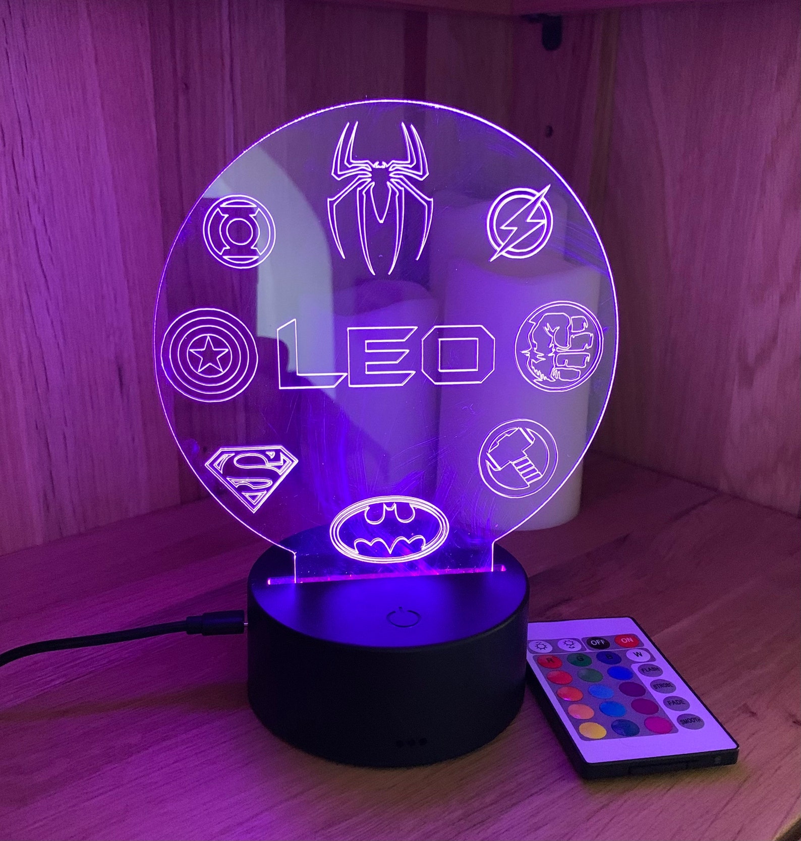 Superheroes LED Night Light Personalised Perfect addition | Etsy