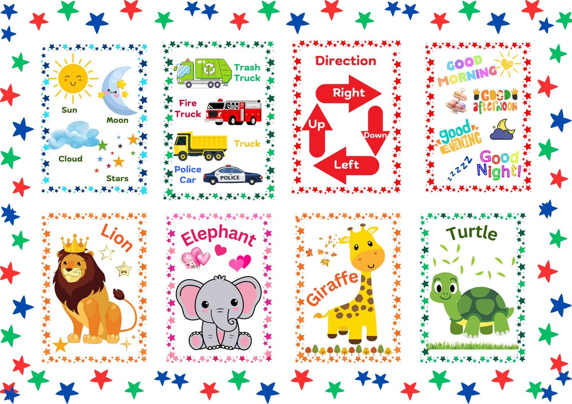 A4 Size Posters for Nursery Young Children's Room Educational and ...