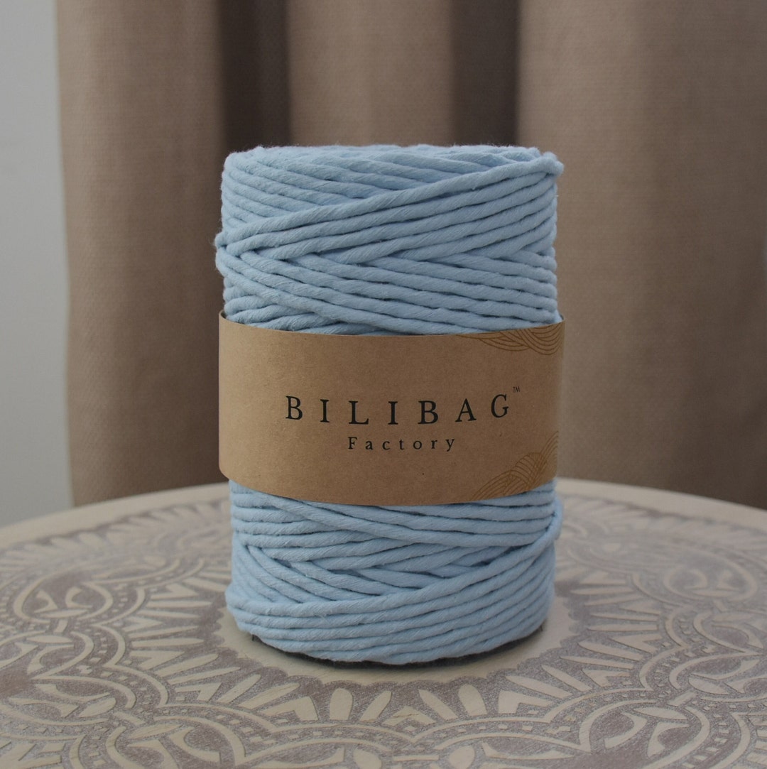 Baby Blue Macrame Cord, 5mm Single Ply, 100m Recycled Cotton, Bilibag ...