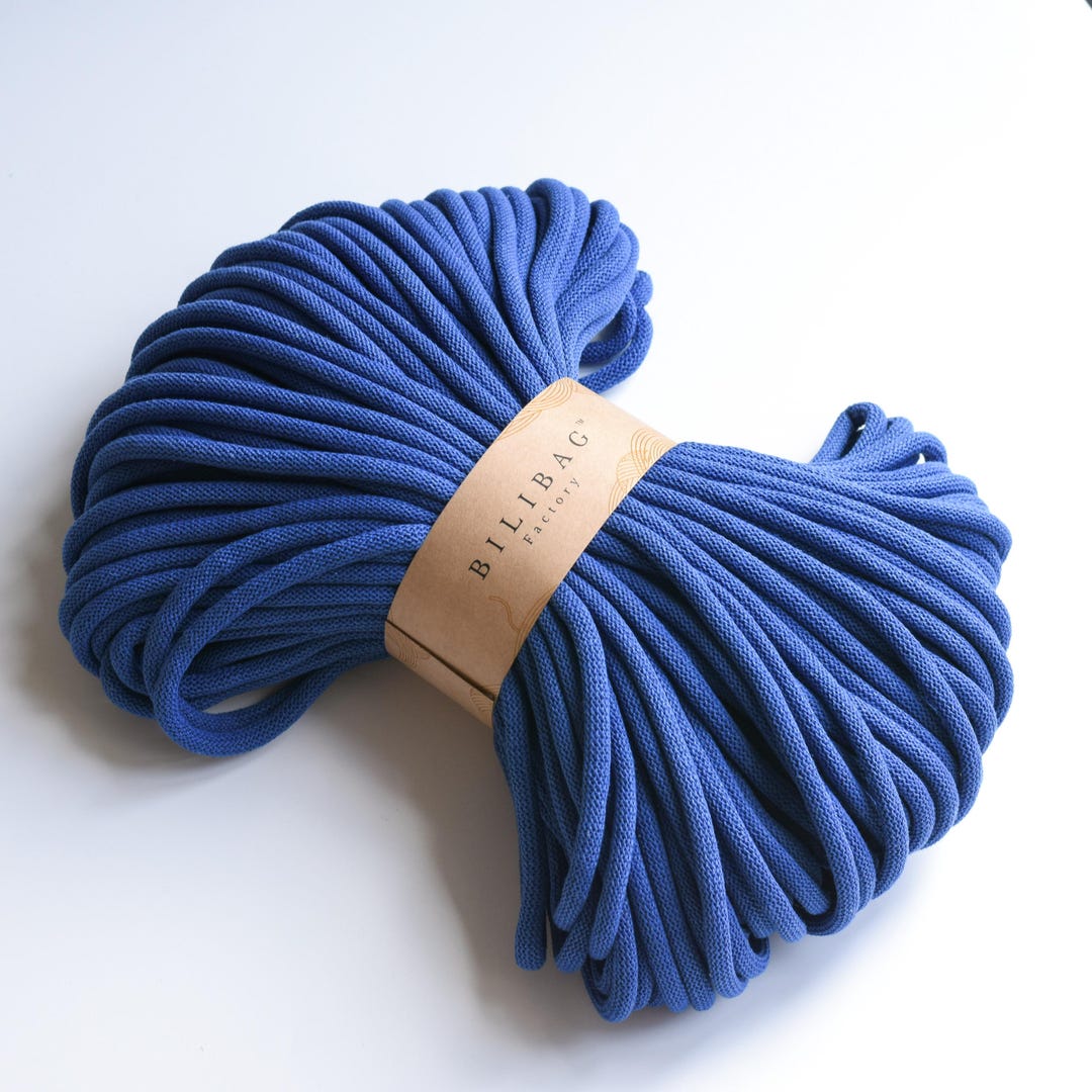 Royal Blue Braided Cotton Cord 9mm, 100m, Made in UK, Bilibag Factory ...