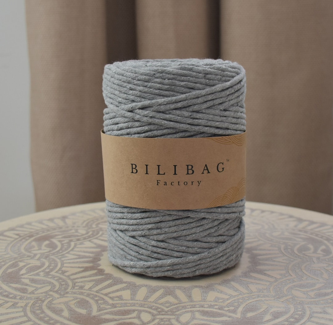Twisted Macrame Cord, Dark Grey Bilibag Factory Cotton Cord 5mm, 100m ...