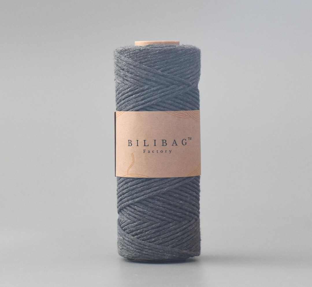 Graphite 1.5-2mm Twisted Macrame Cord, Bilibag Factory, Single Ply ...