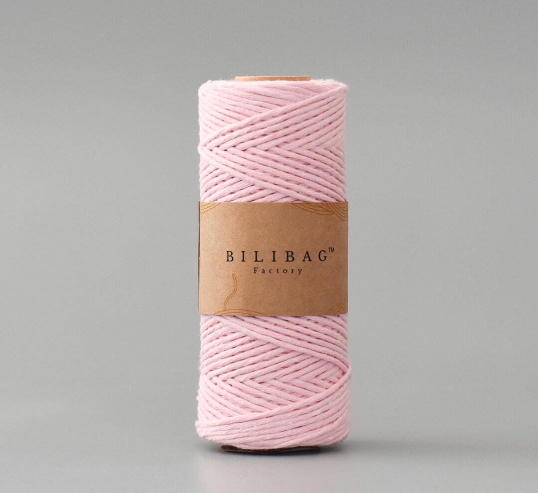 Baby Pink 1.5-2mm Twisted Macrame Cord, Cotton, 100m, Bilibag Factory ...