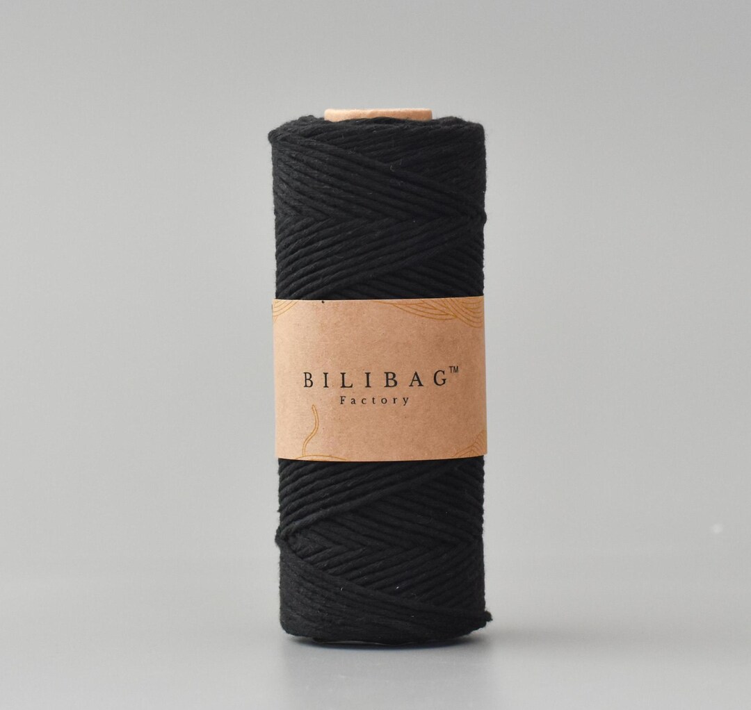 Twisted Macrame Cord, Black Colour, Bilibag Factory Cotton Cord 1.5-2mm ...