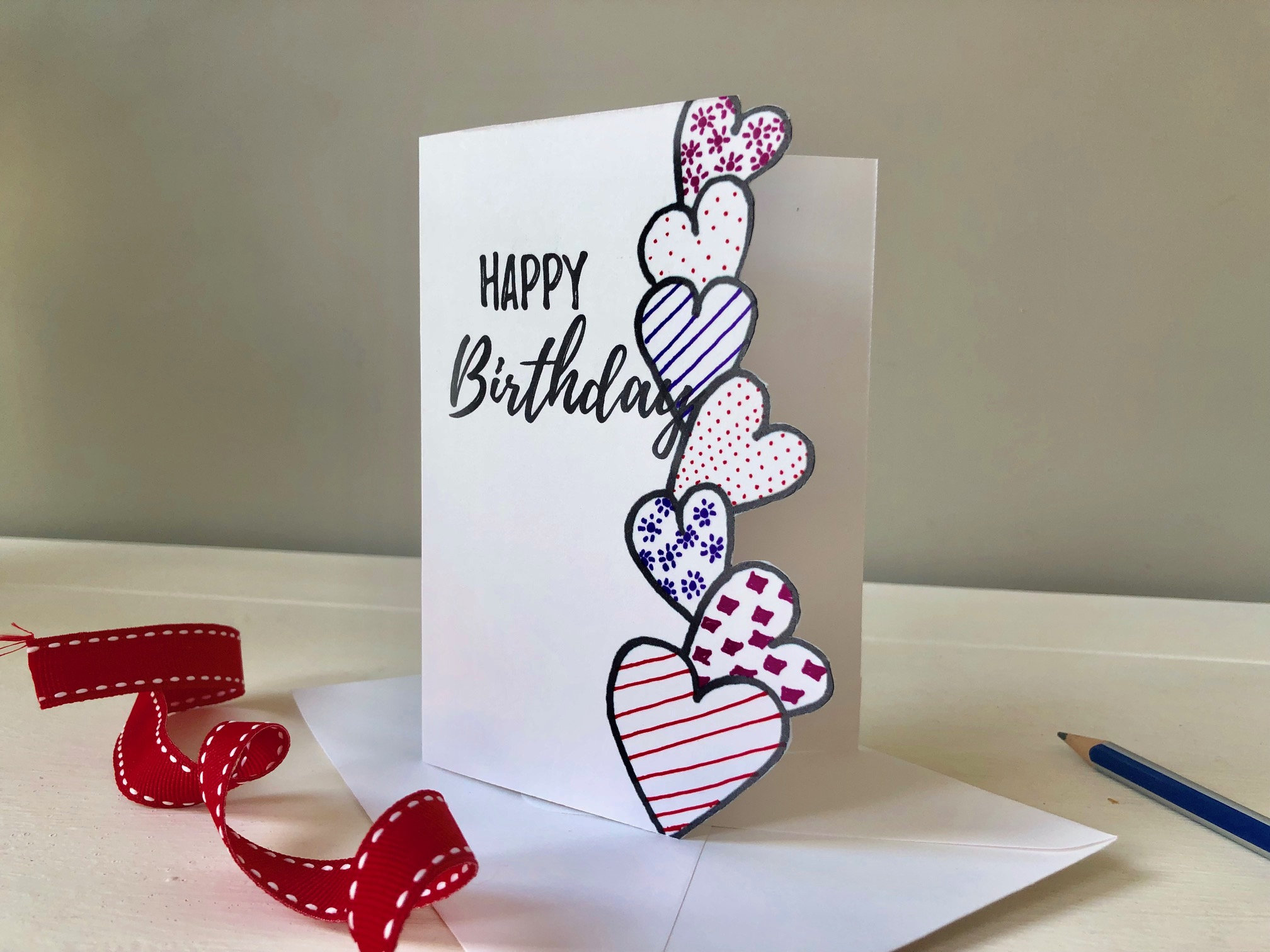 Handmade Birthday Card Hearts - Etsy
