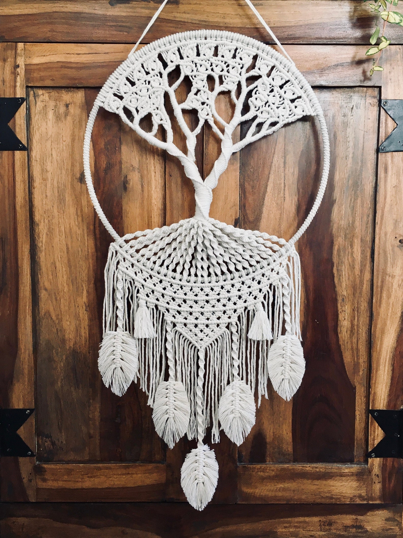 Macramé hecho a mano árbol de la vida pared colgante / | Etsy