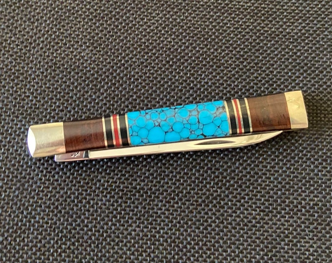Case 3185 Turquoise Inlay Wood Pocket Knife - Etsy