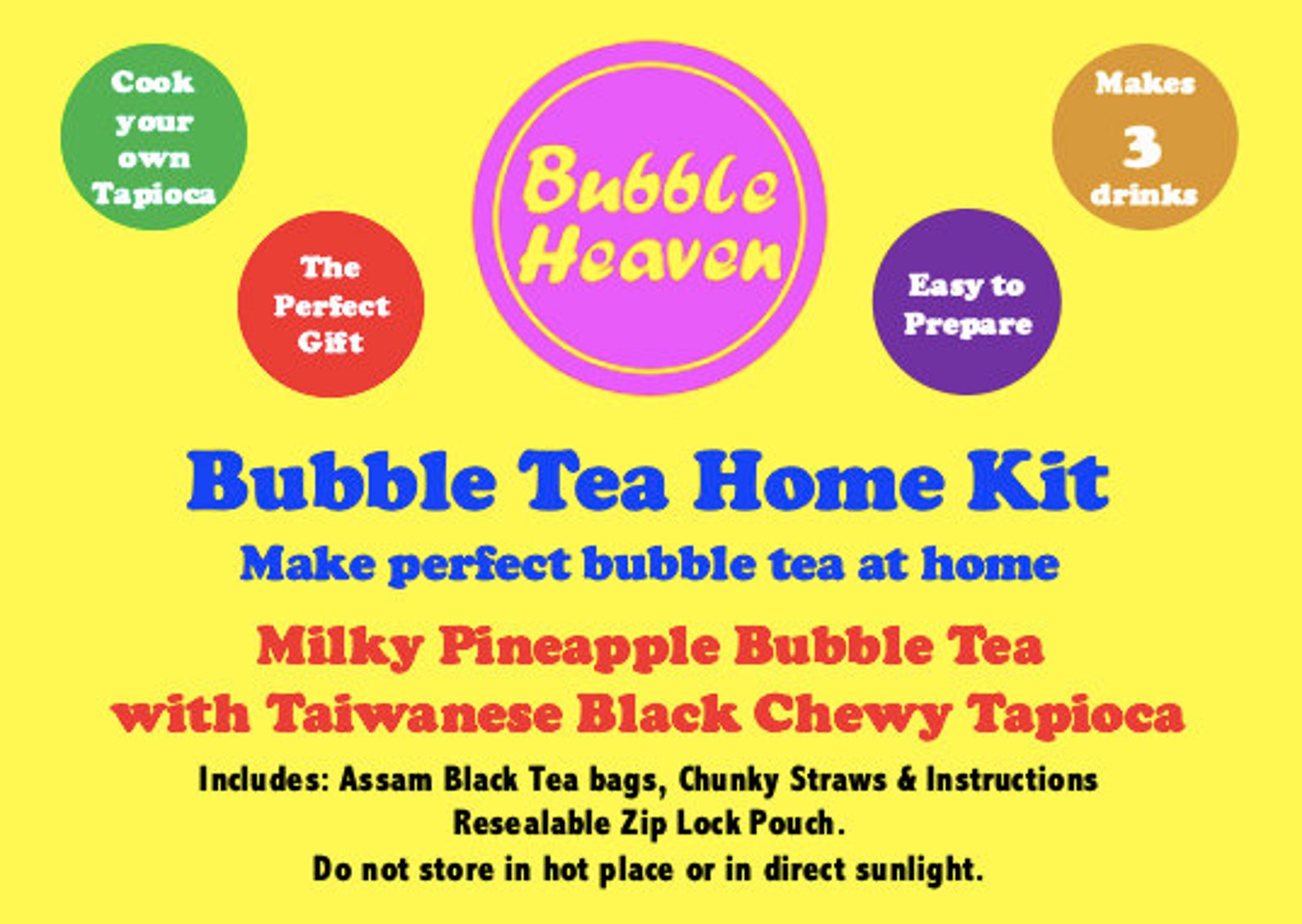 Milky Pineapple Bubble Tea With Taiwanese Black Chewy Tapioca | Etsy