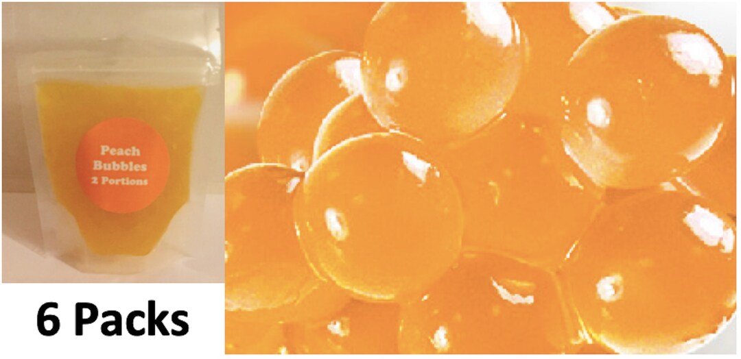 6 Packs Peach Popping Boba Bursting Bubbles for Bubble Tea 120ml / 120g ...