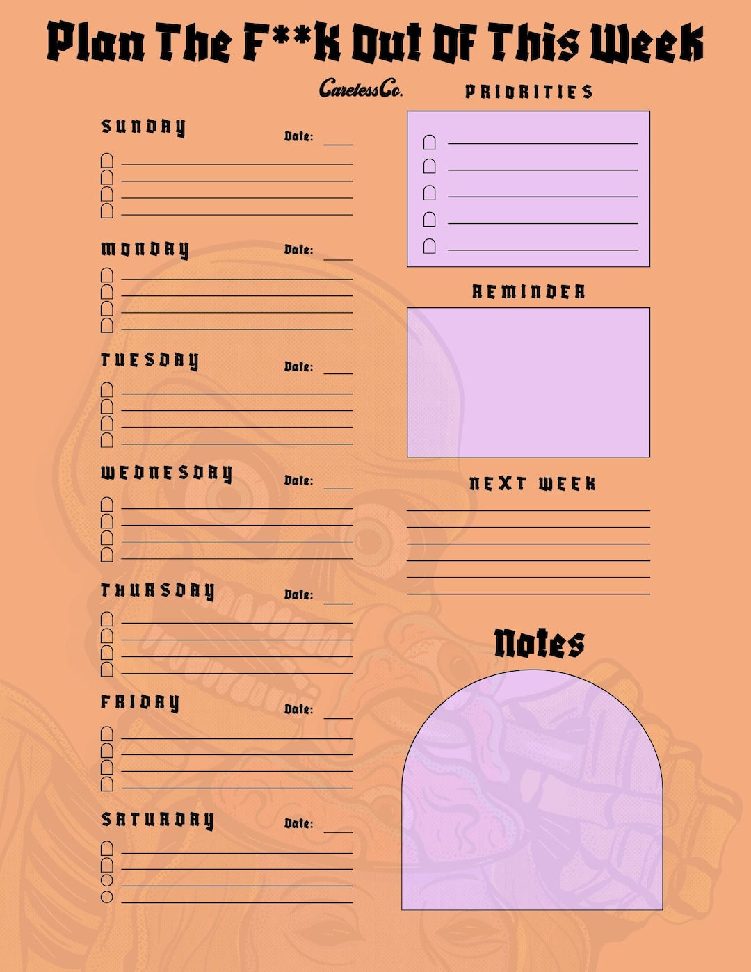Spooky Week Planner | Printable Planner | Digital Download Planner - Etsy
