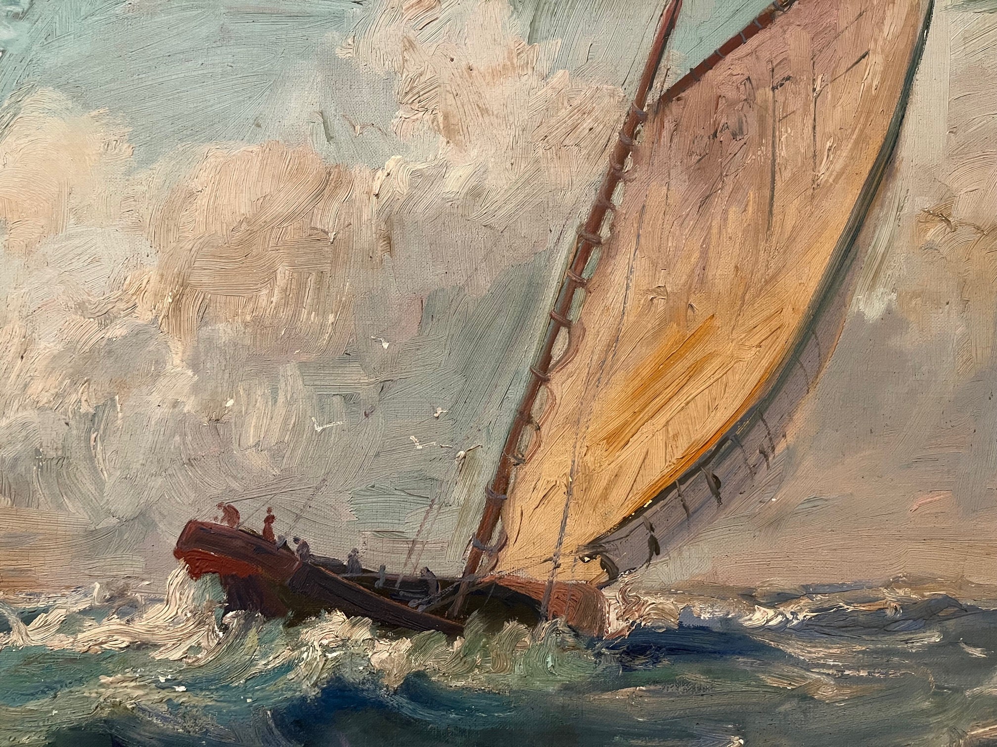 James Arthur Merriam Rare Impressionist Sailboat at Sea Oil Painting - Etsy