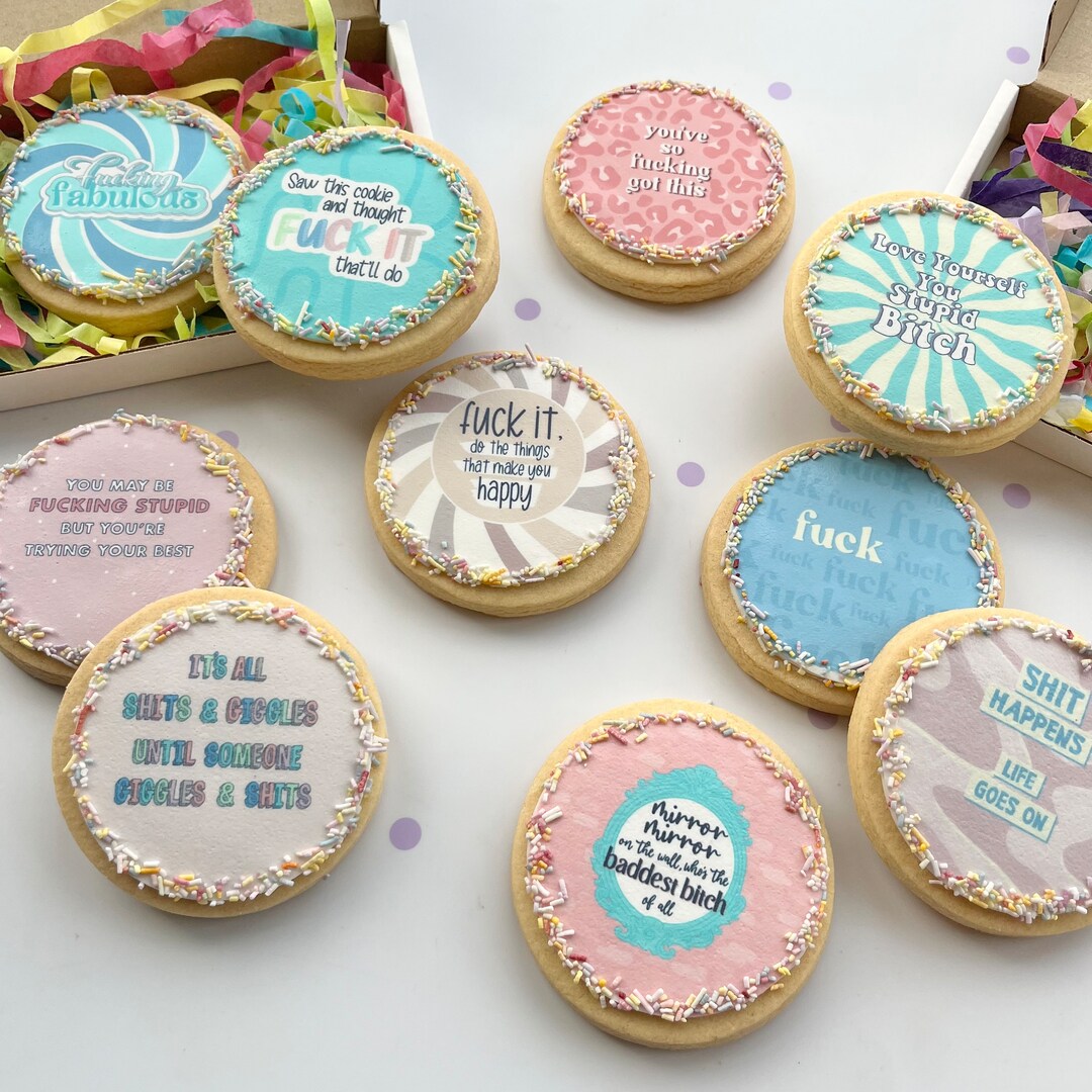 Swearing Biscuit Gift Box Positivity Letterbox Gift Shortbread Cookies ...