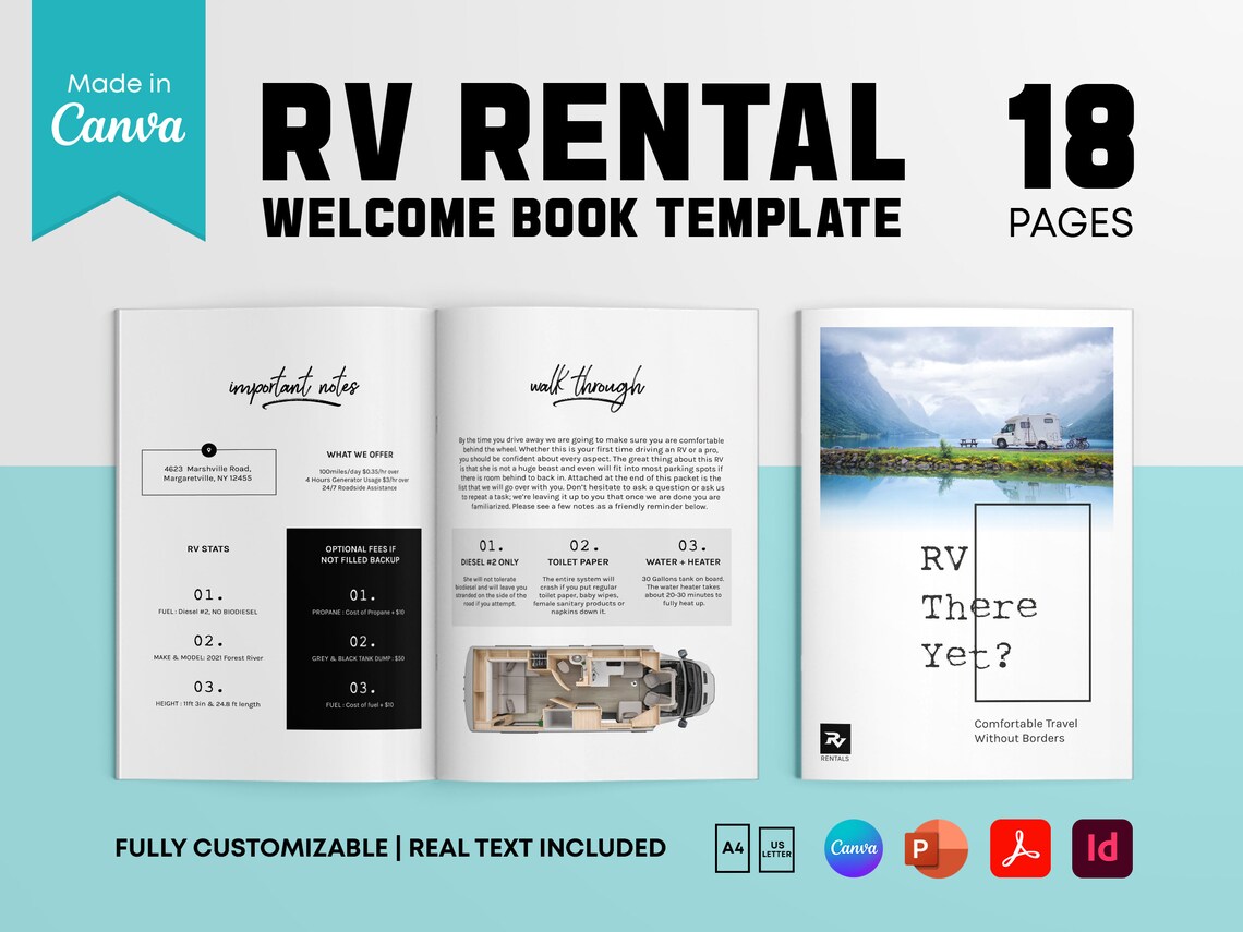 RV Rental Welcome Book Template RV Rental Manual Template - Etsy UK