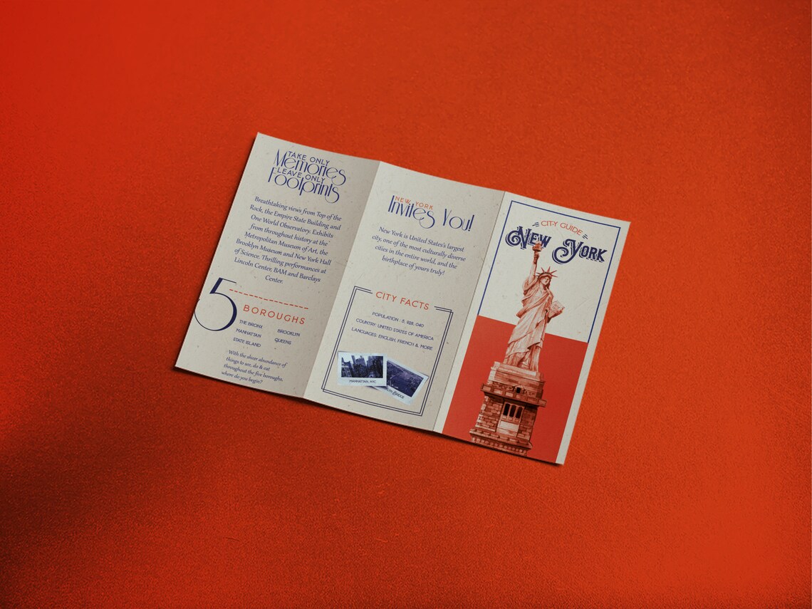 City Guide Vintage Trifold Brochure Template Travel Guide Template ...