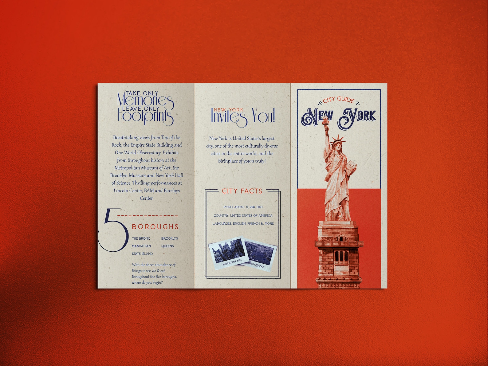 City Guide Vintage Trifold Brochure Template | Travel Guide Template ...