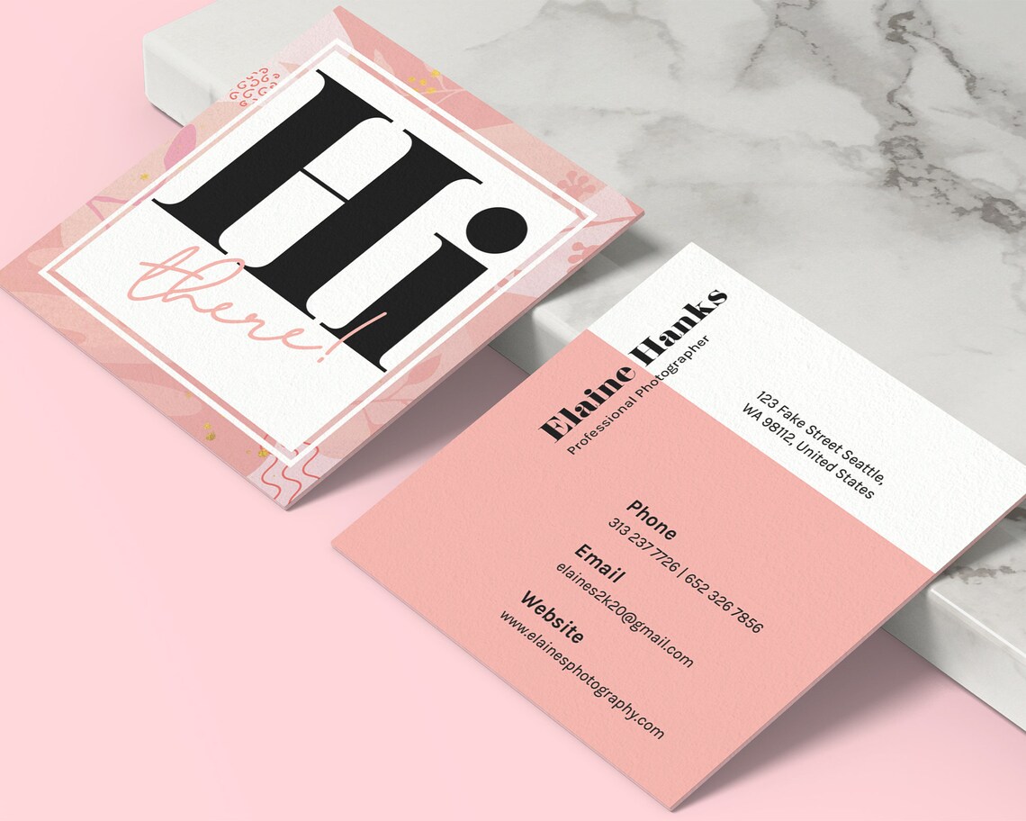 Hi There Feminine Business Card Beauty Business Card - Etsy