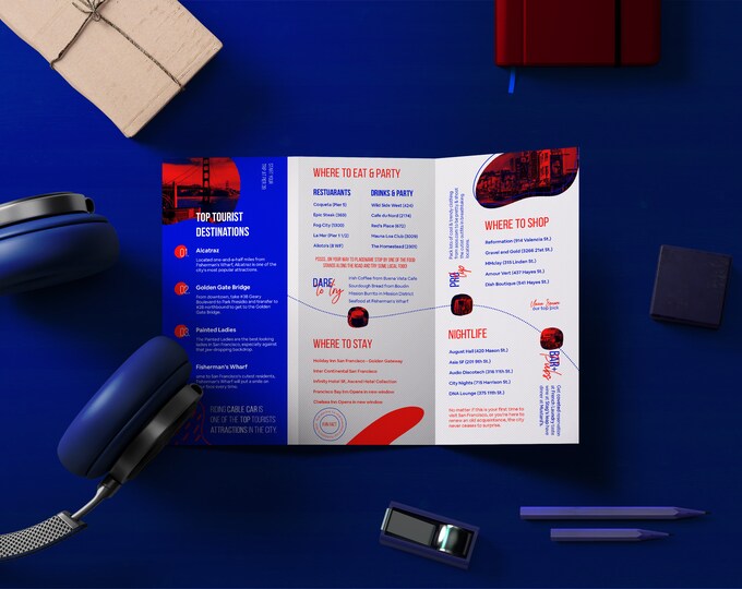 City Guide Vintage Trifold Brochure Template Travel Guide Template ...
