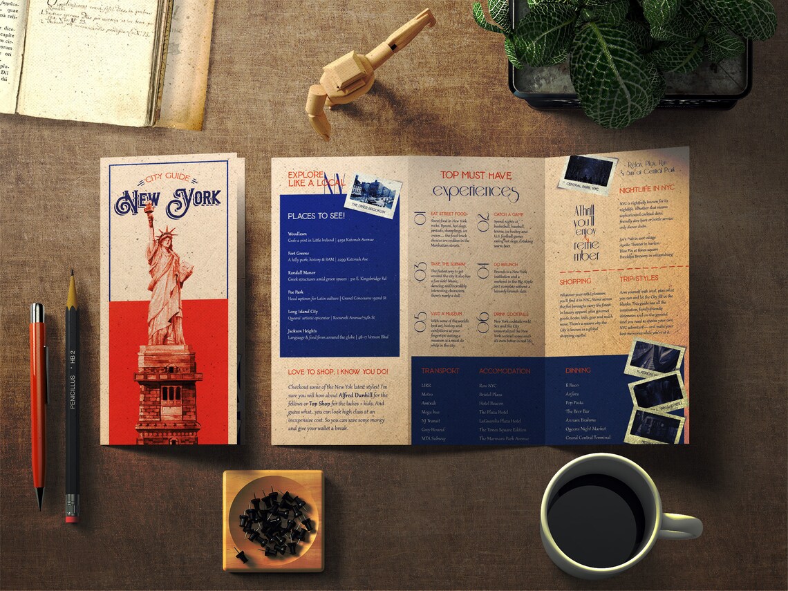 City Guide Vintage Trifold Brochure Template Travel Guide Template ...