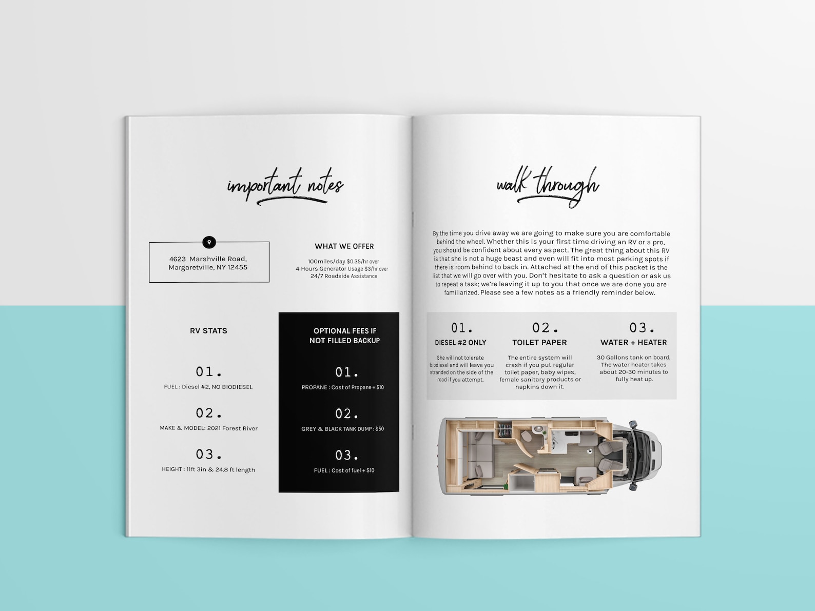 RV Rental Welcome Book Template | RV Rental Manual Template | Rv ...