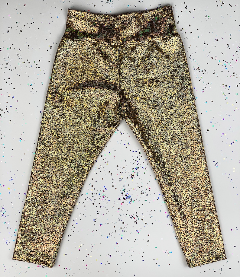 Kids Holographic Gold Leggings | D I S C O B A B Y - Etsy
